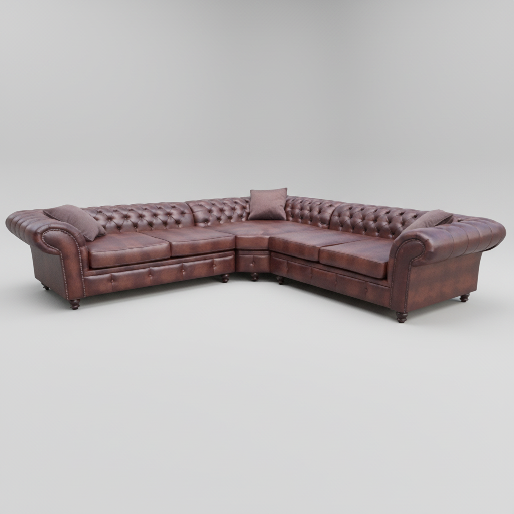 Chesterfield Corner Couch | Tufted L-Shape Sofa | Dongmo Furniture ...