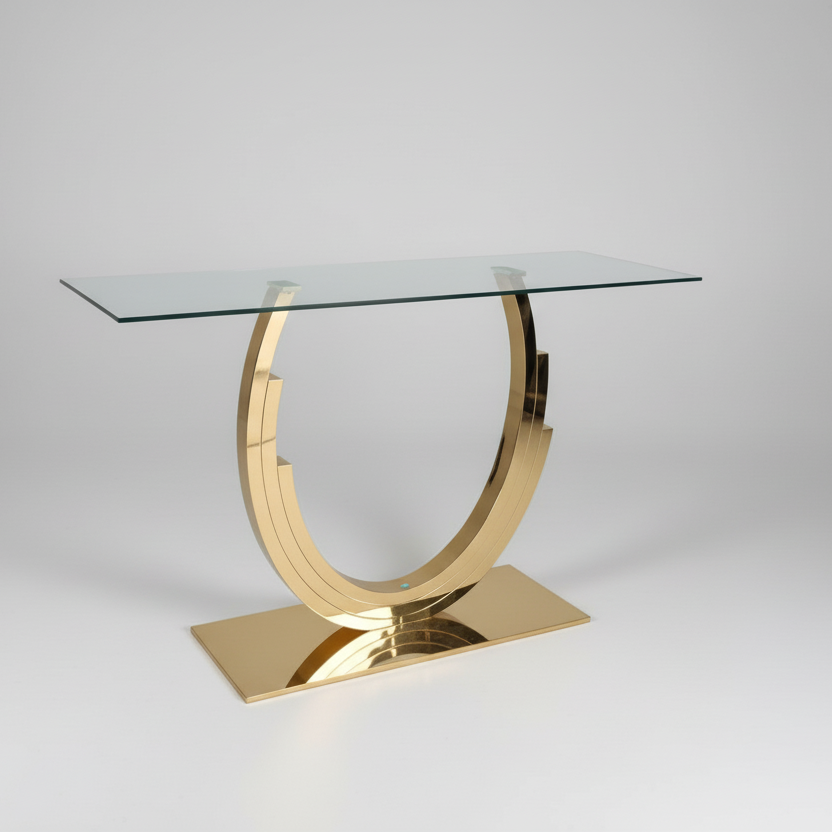 Console Glass Server E105 Gold – Dongmo Furniture and Electronics